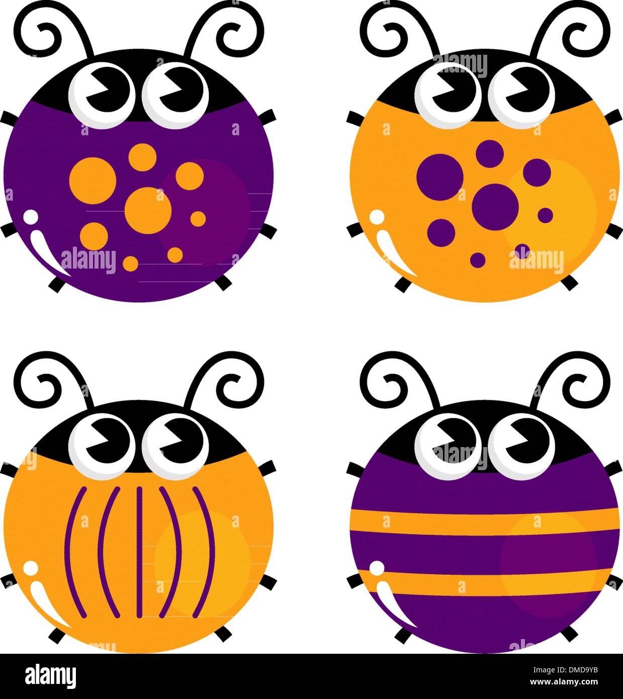 Cute colorful beetle collection isolated on white Stock Vector Image ...