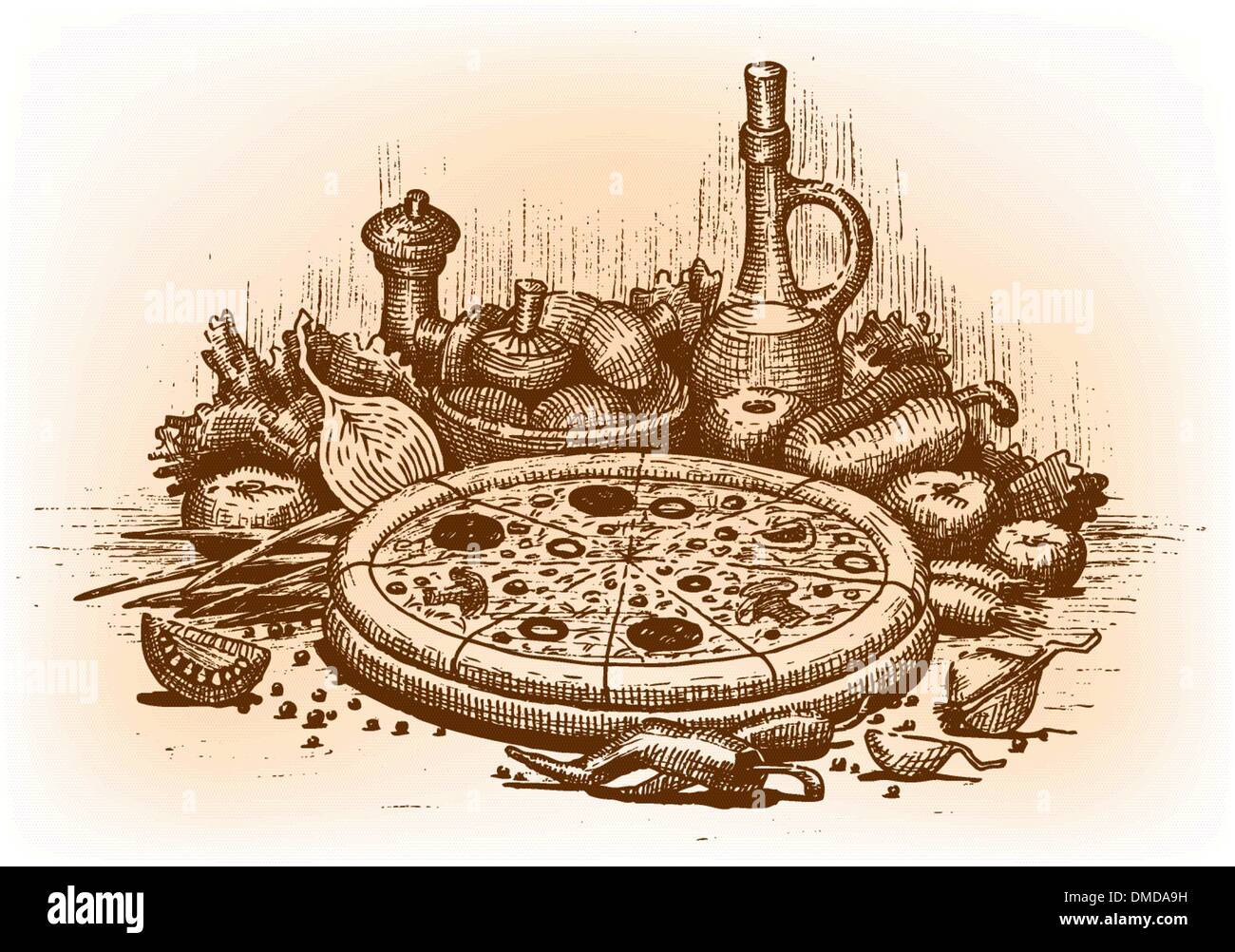 Hand drawn italian pasta Stock Vector Images - Alamy