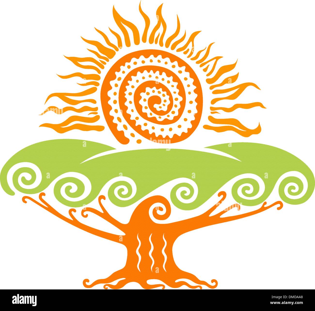 sun with tree Stock Vector Image & Art - Alamy