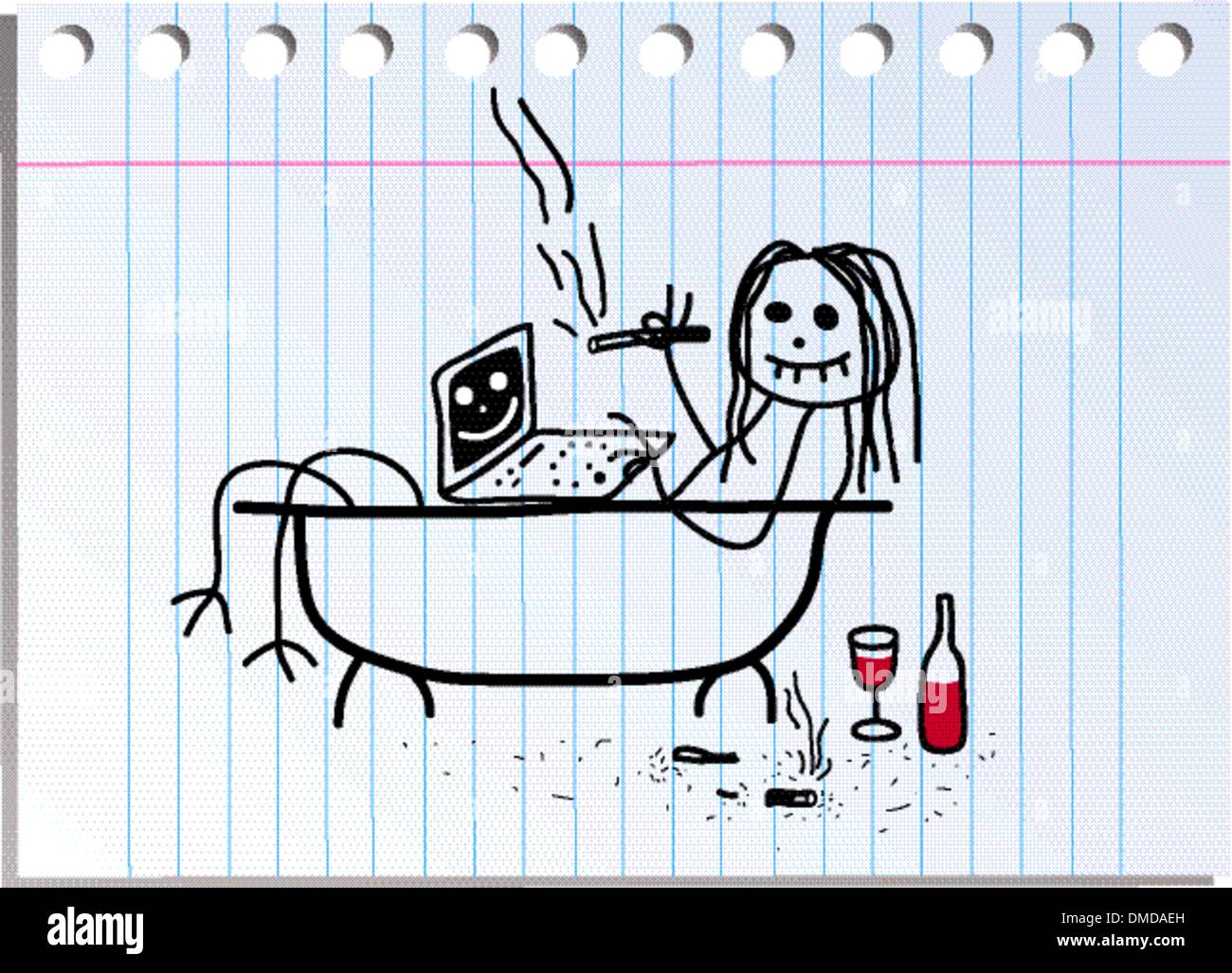 funny picture on the notebook sheet in line Stock Vector Image & Art ...