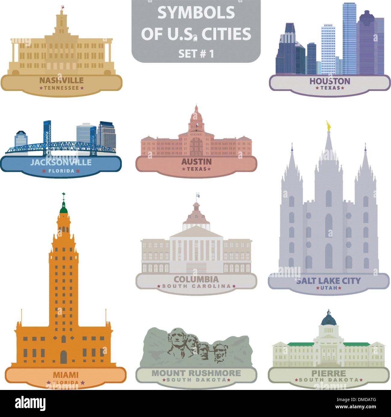 Symbols of US cities Stock Vector Image & Art - Alamy