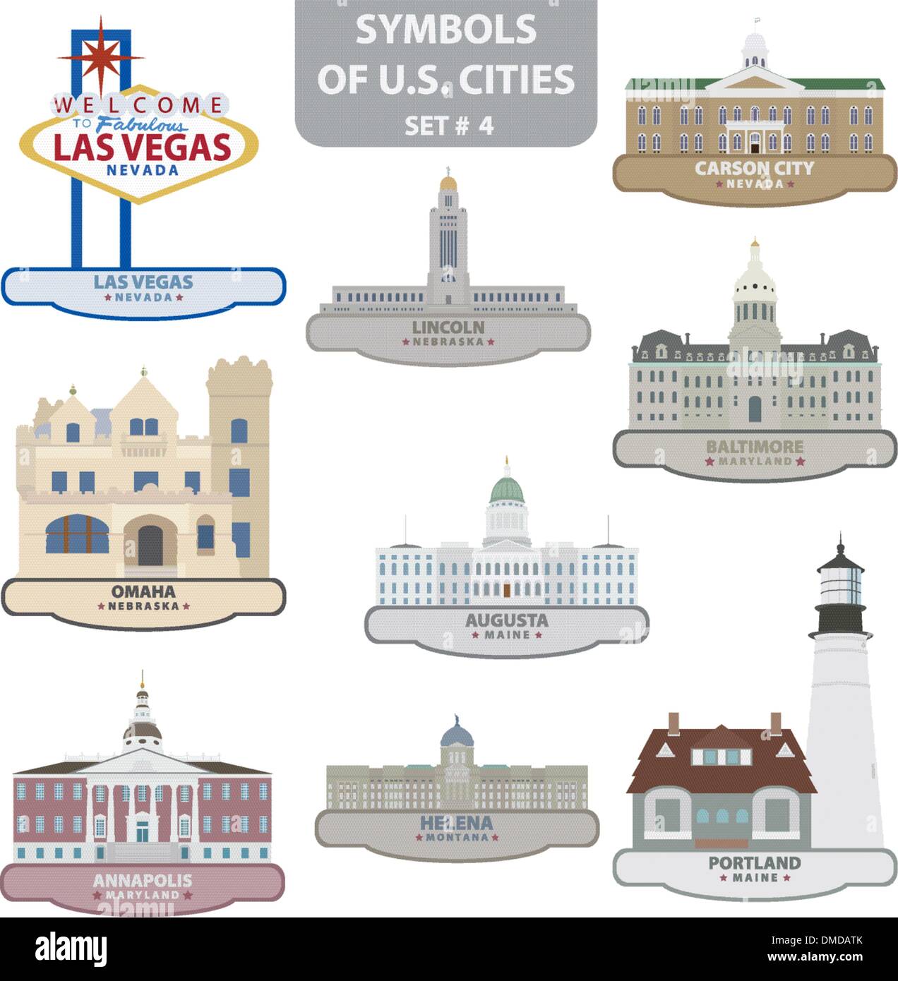 Symbols of US cities Stock Vector Image & Art - Alamy
