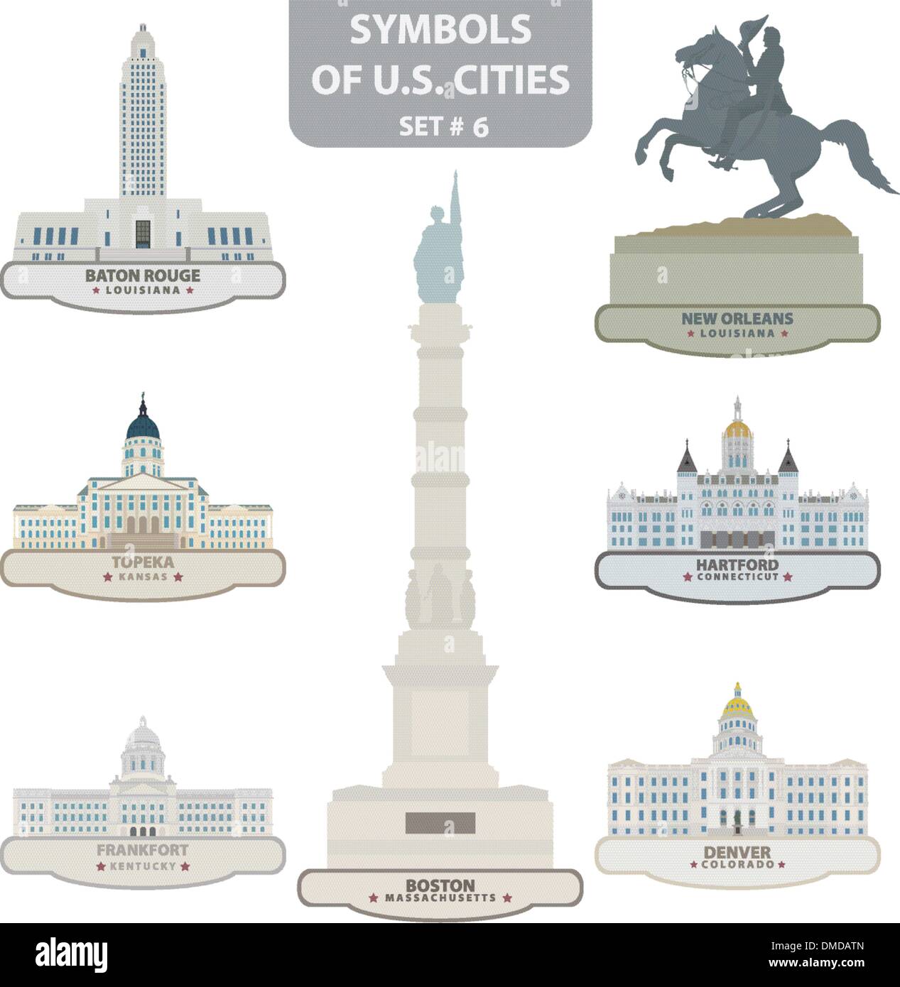 Symbols of US cities Stock Vector Image & Art - Alamy