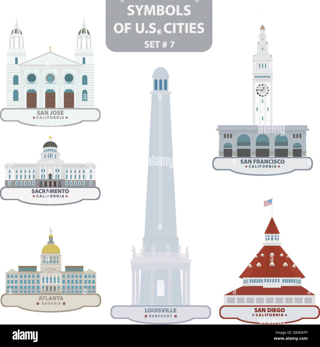 Symbols of US cities Stock Vector Image & Art - Alamy