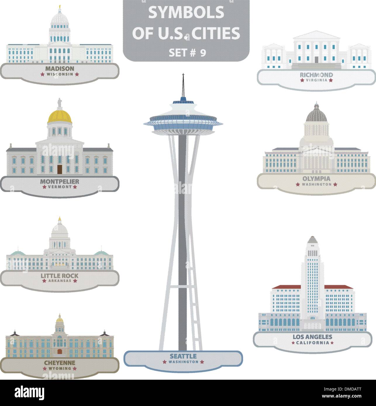 Symbols of US cities Stock Vector Image & Art - Alamy