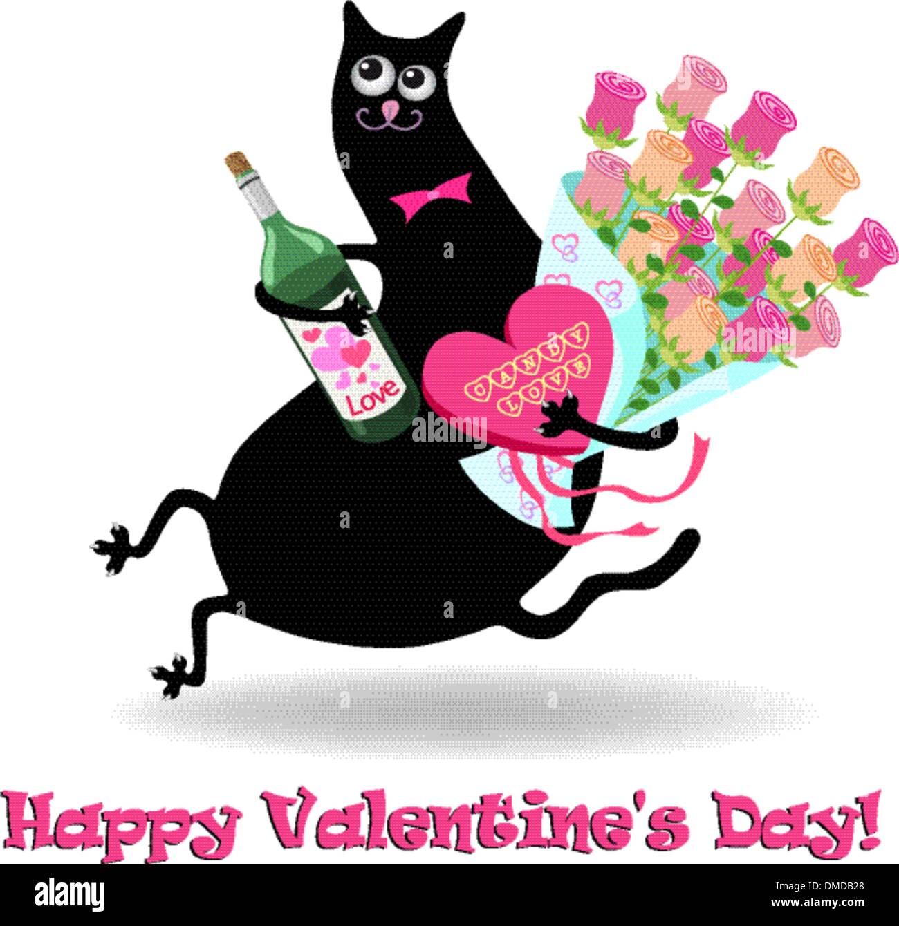 Valentines day card cat flowers hi-res stock photography and images - Alamy