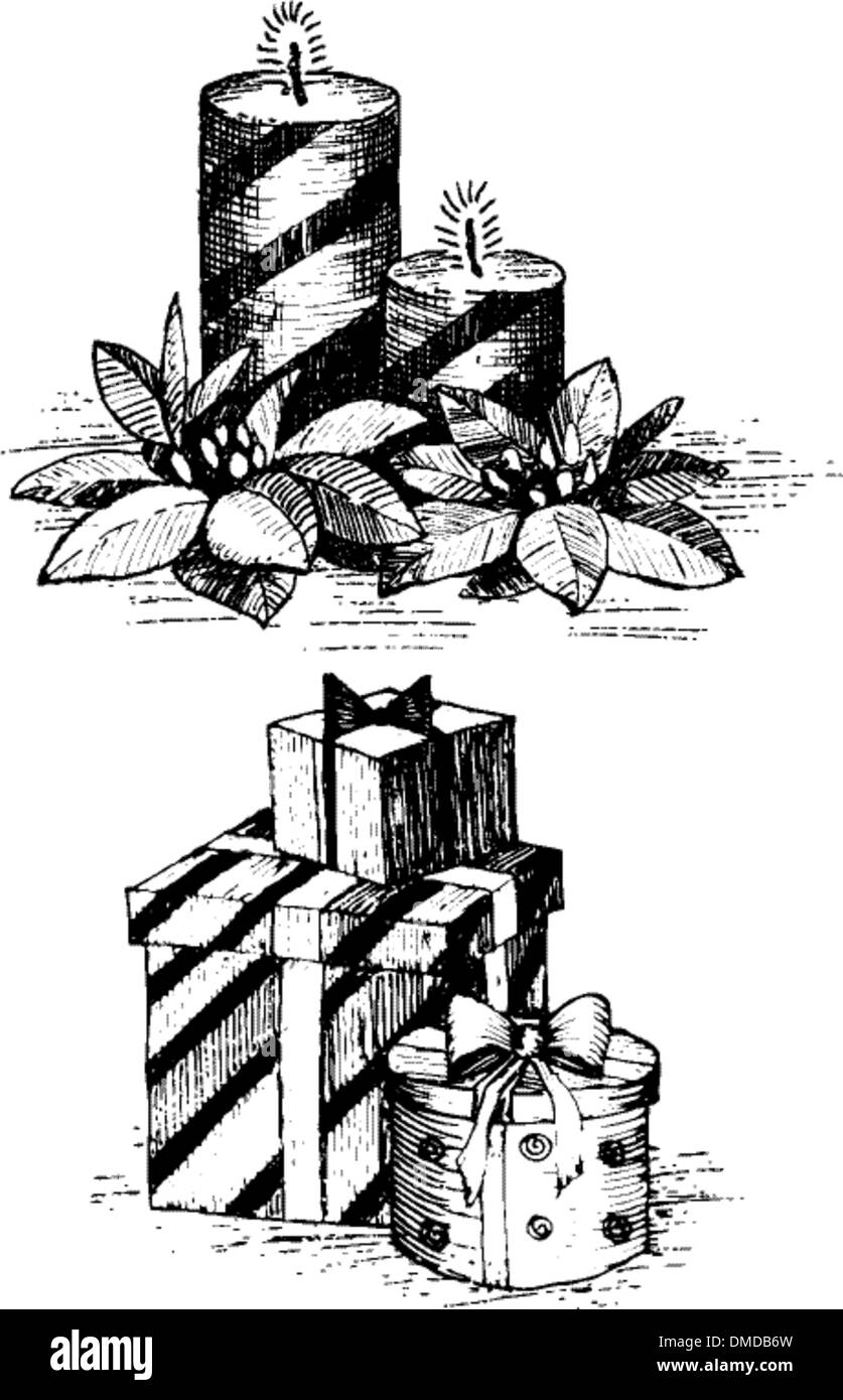 Christmas elements decoration gift Black and White Stock Photos ...