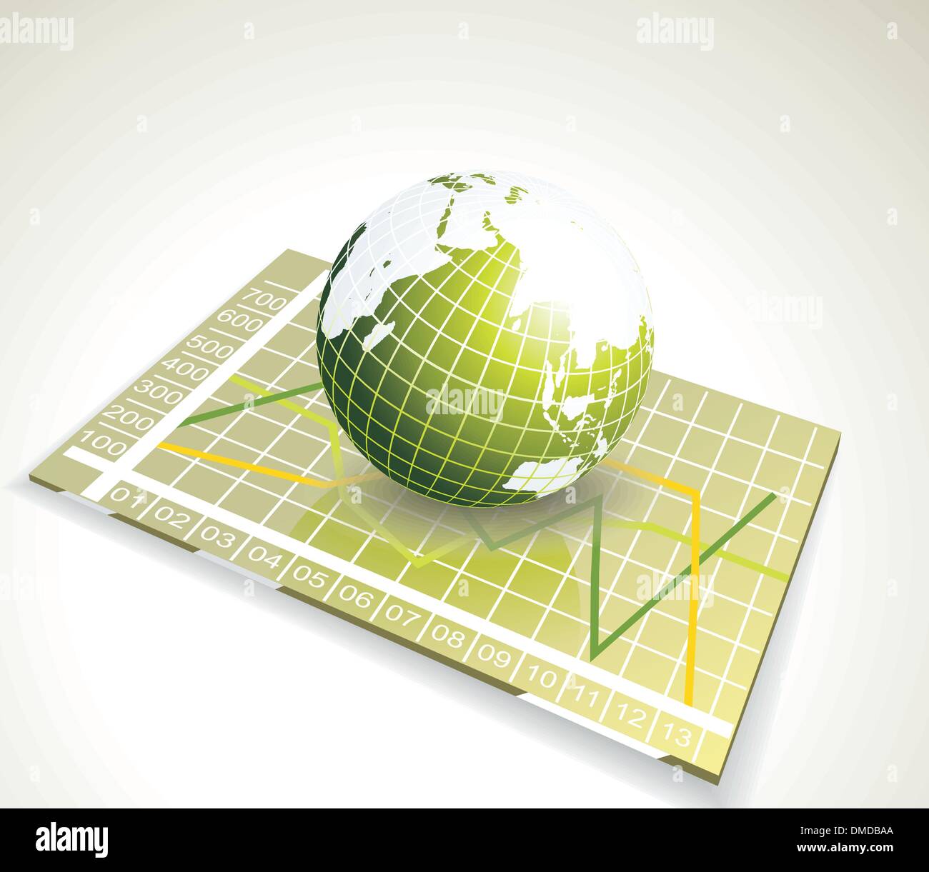 green globe on glass with various diagram Stock Vector Image & Art - Alamy
