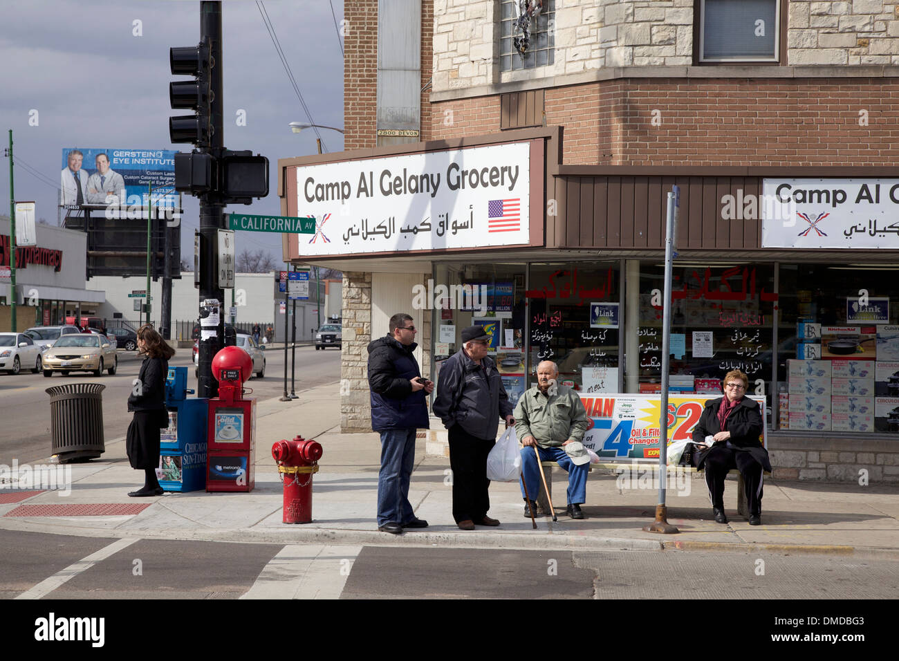 People at bus stop. California and Devon Avenues Chicago Illinois. West ...