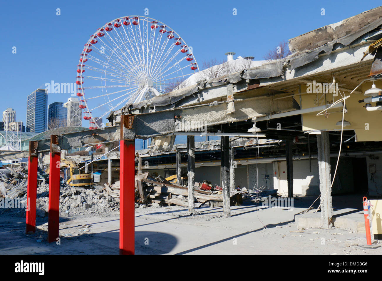 Navy Pier construction during remodeling. Chicago Illinois Stock Photo ...