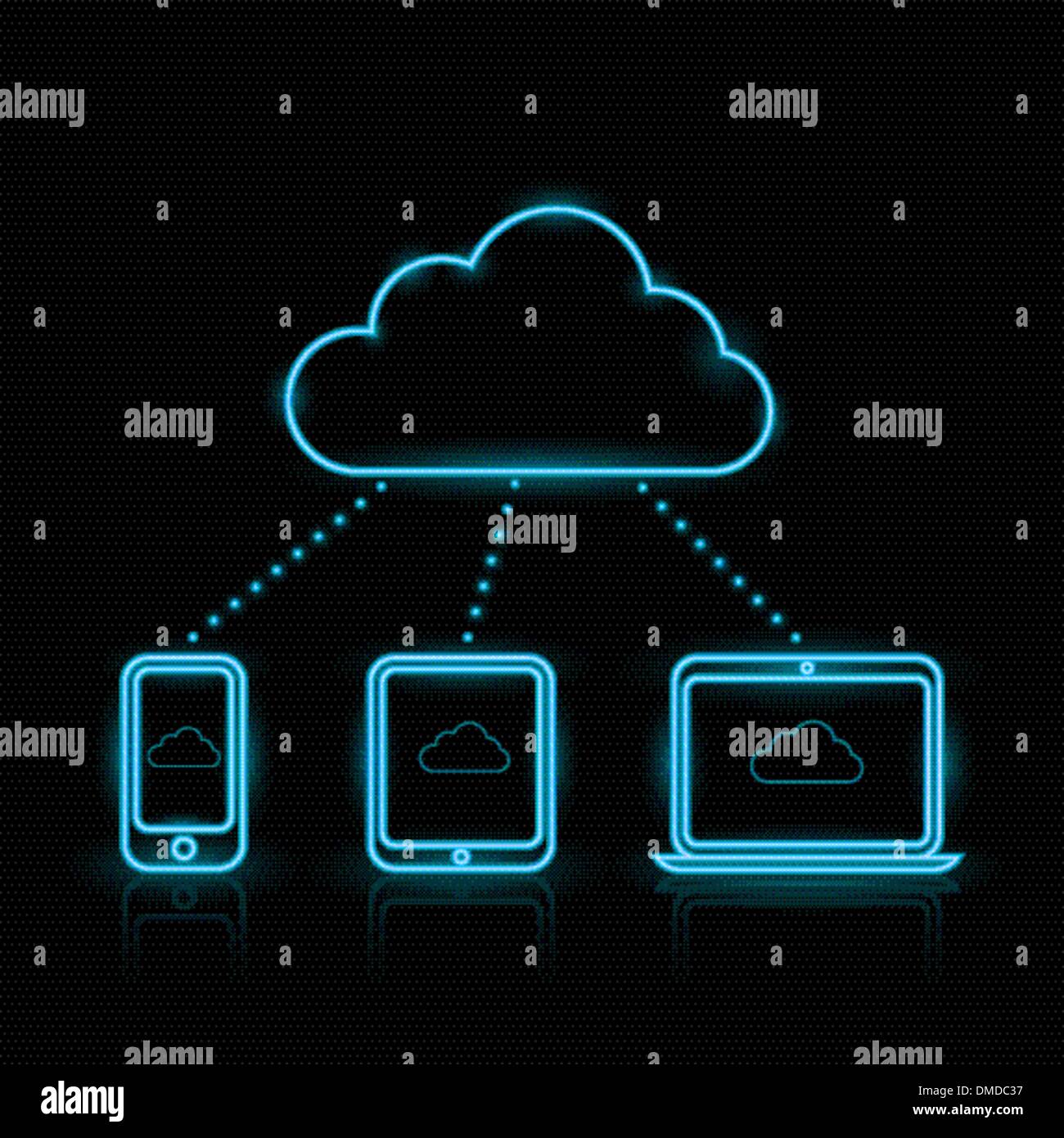 Vector blue neon computing icons Stock Vector Image & Art - Alamy