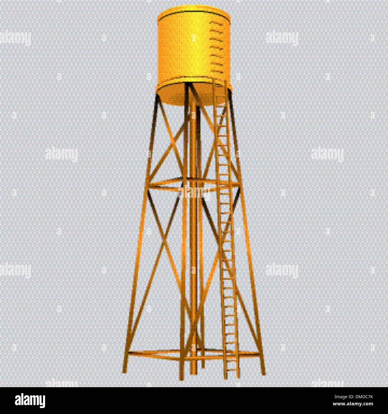 Round Water Tower Vector
