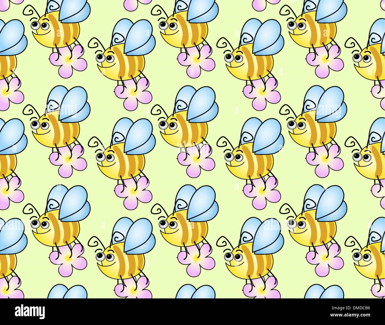 seamless children's background with funny bees Stock Vector Image & Art ...