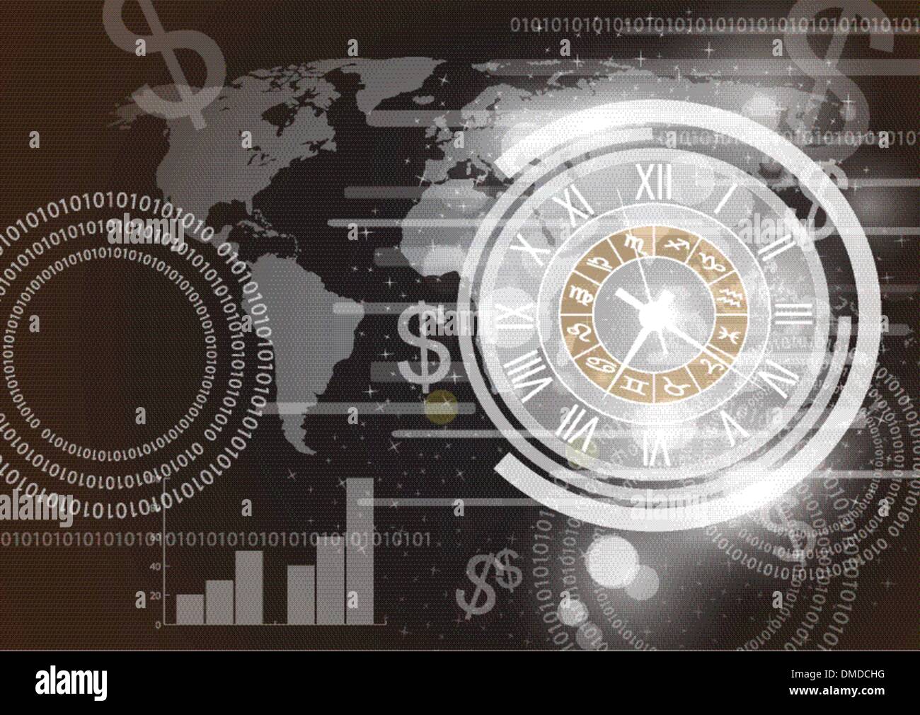 Abstract clock and technology background vector Stock Vector Image & Art - Alamy
