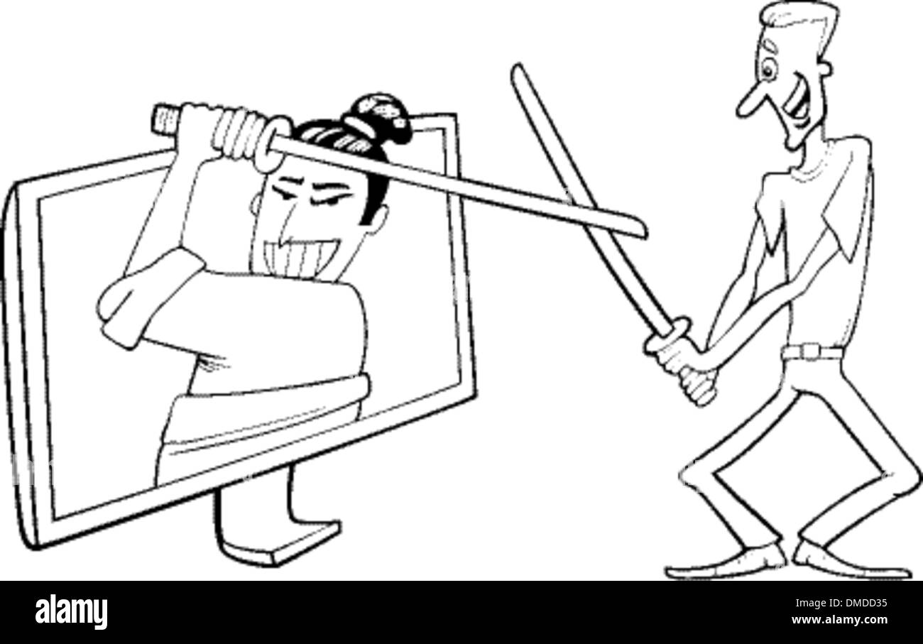 Cartoon man and interactive television Stock Vector Image & Art - Alamy