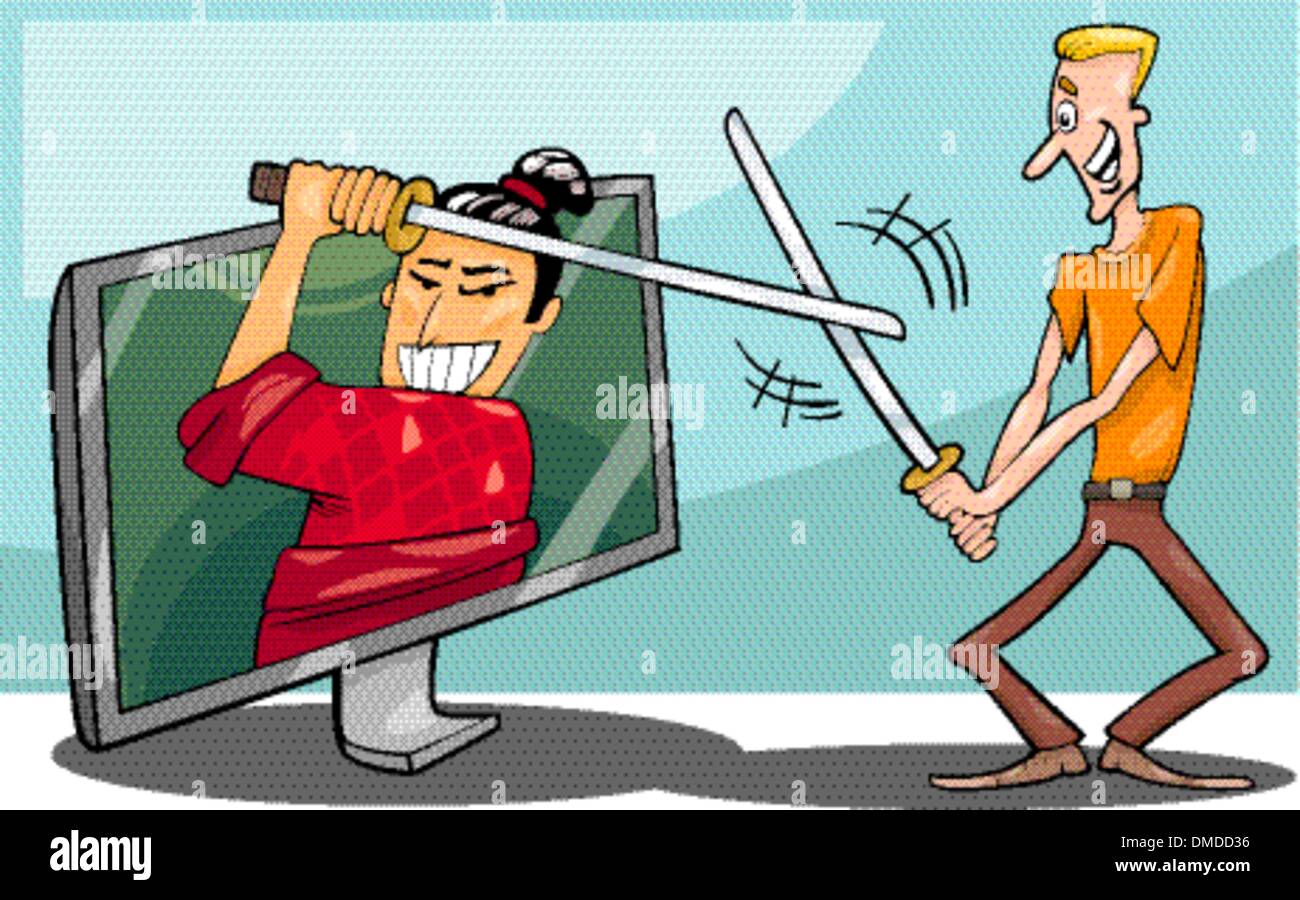 Cartoon man and interactive television Stock Vector Image & Art - Alamy