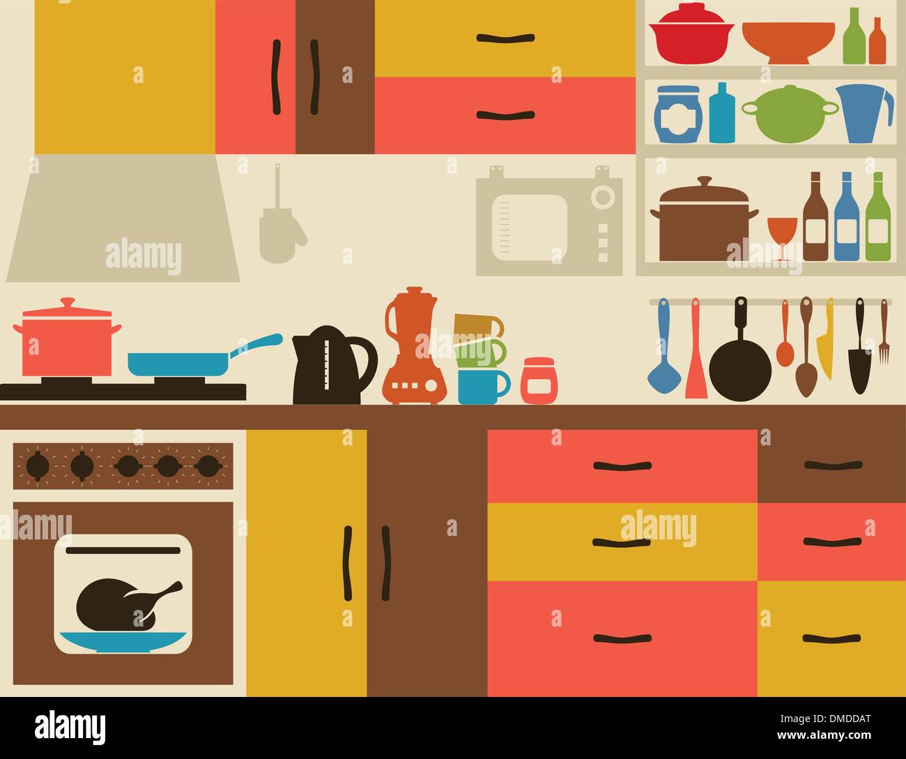 Kitchen shelf cup Stock Vector Images - Alamy