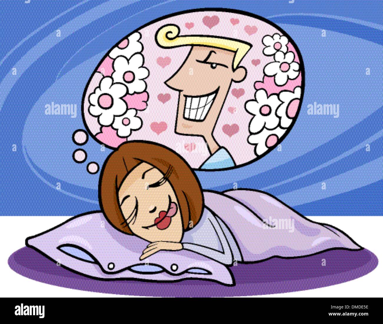 Person Dreaming Cartoon Happy Cute Kid Girl Dreaming About Future