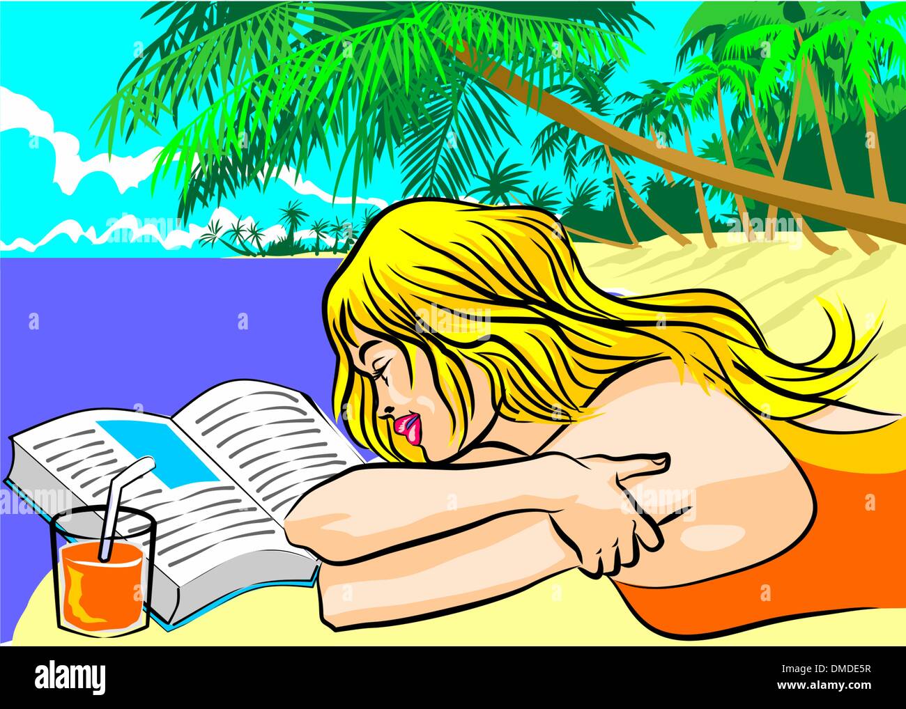 Woman book beach Stock Vector Images - Alamy
