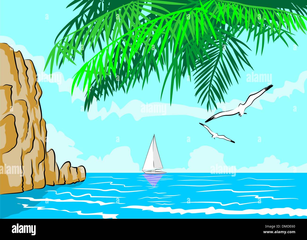 Sea summer landscape rocks Stock Vector Images - Alamy