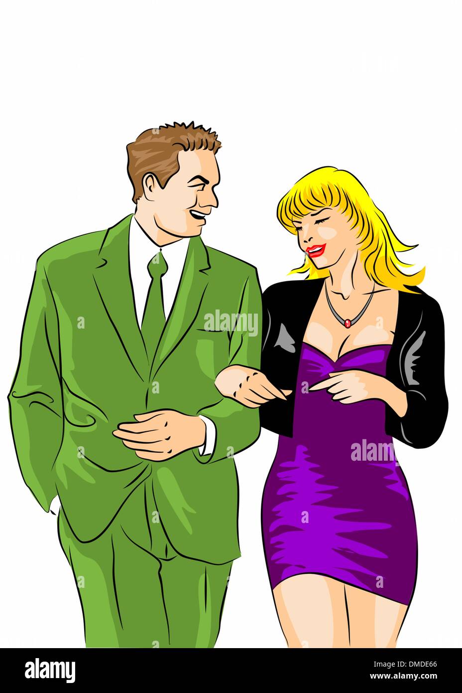 Man woman walking smiling Stock Vector Images - Alamy