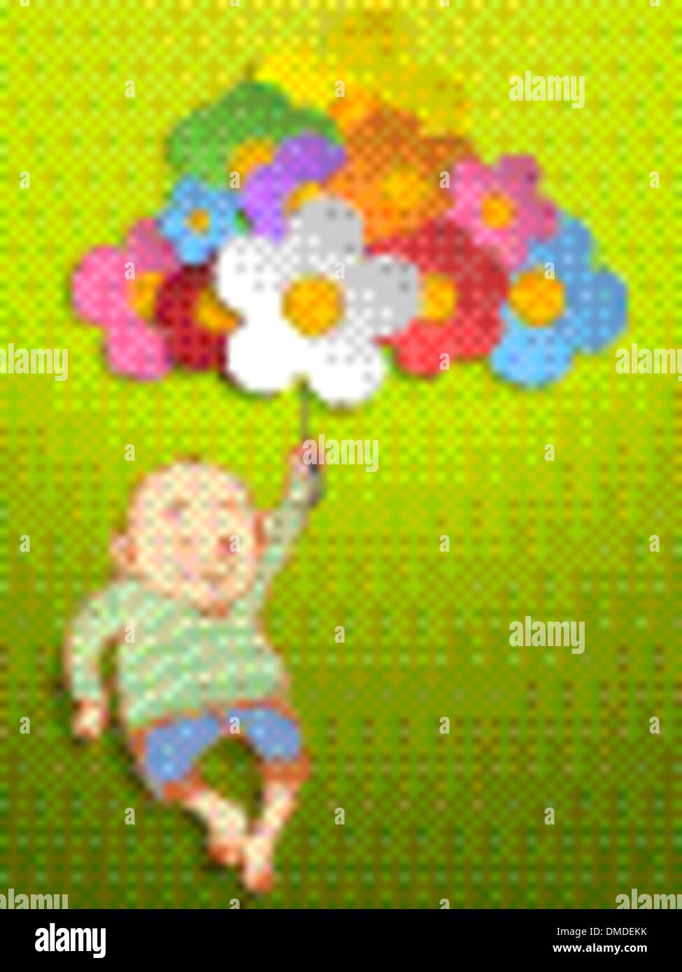Boy Holding Beautiful Spring Colorful Flowers Stock Vector Image & Art ...