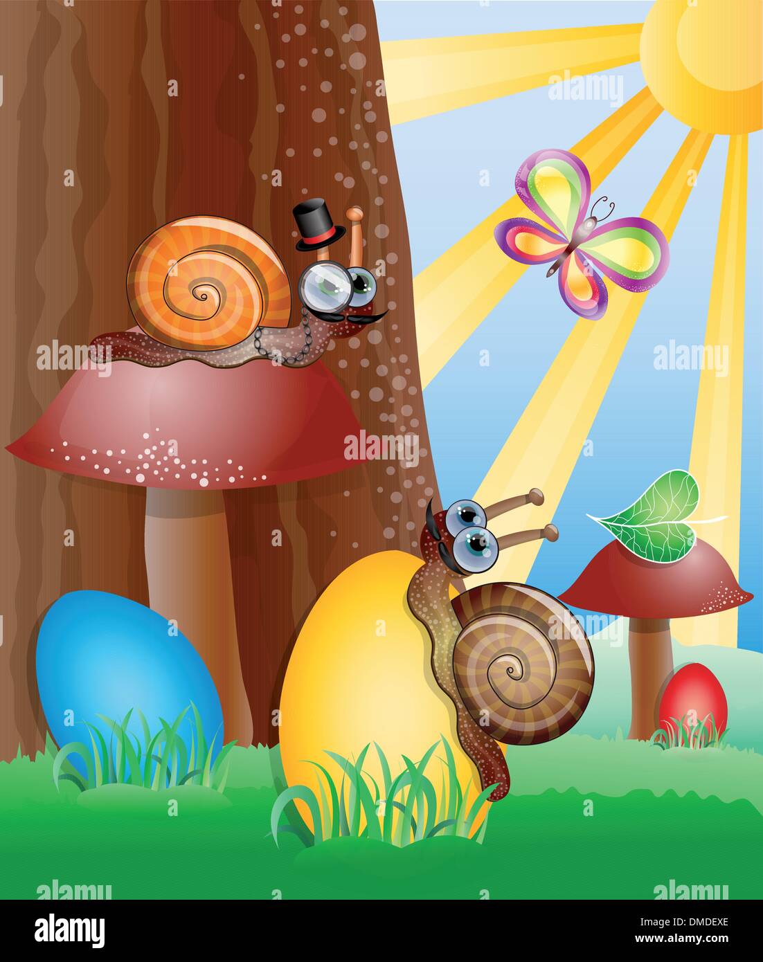 Easter picture with snails Stock Vector Image & Art - Alamy