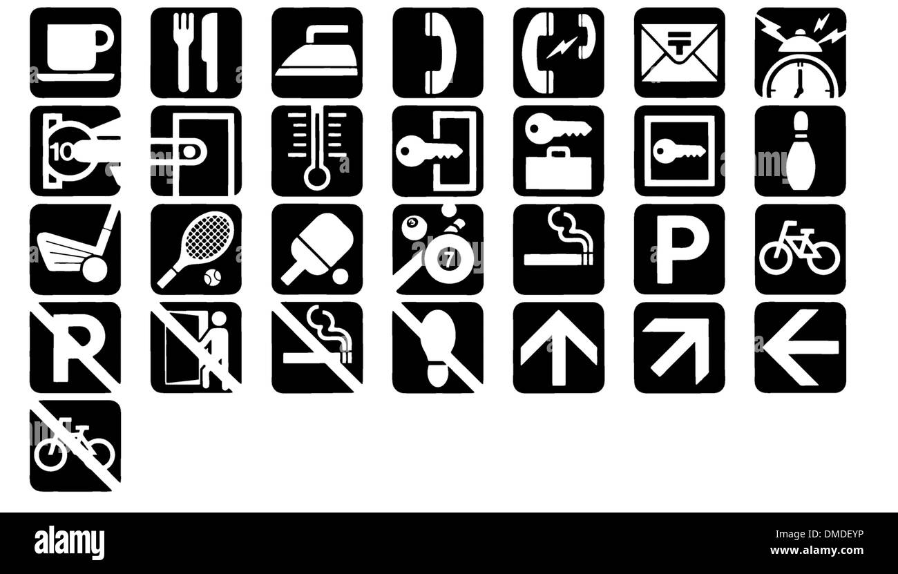 Miscellaneous Icons In Black And White vector Stock Vector Image & Art ...