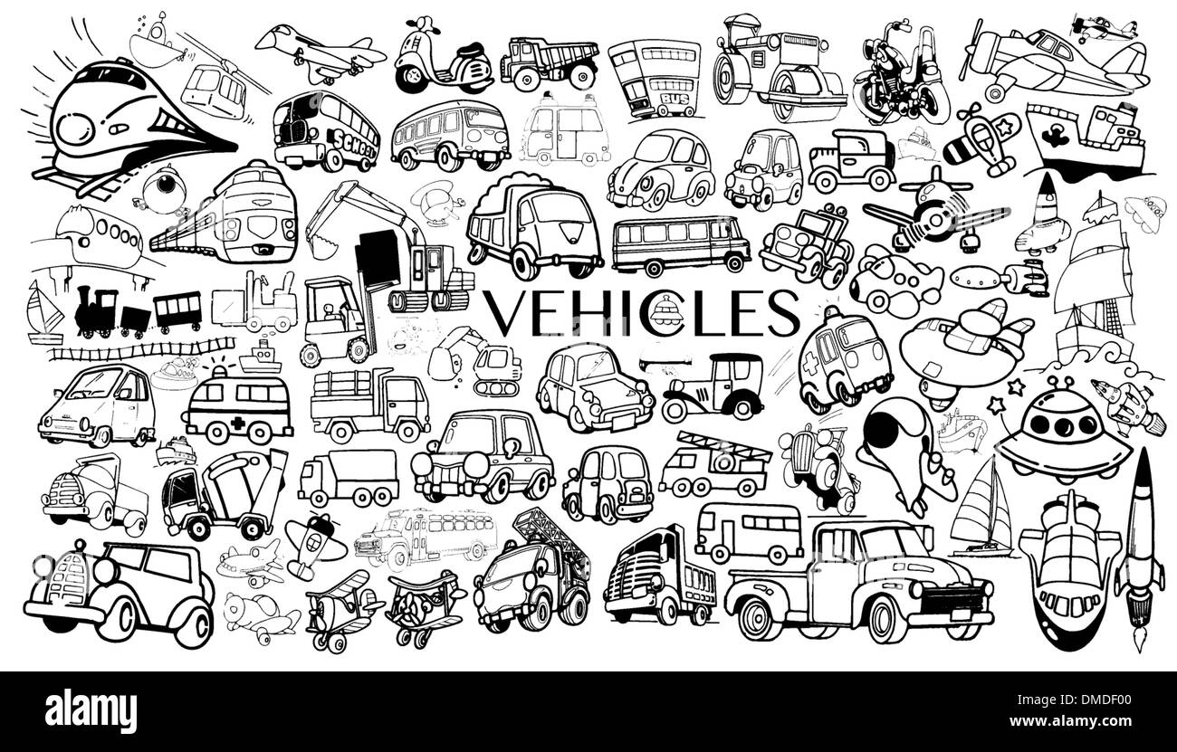 Vehicle cartoon icons in black Stock Vector Image & Art - Alamy