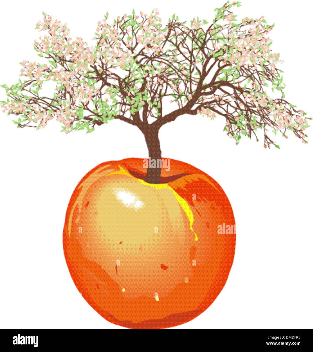 Apple blossom garden Stock Vector Images - Alamy