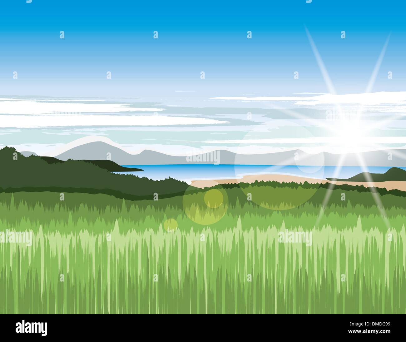Landscape rural view sunny Stock Vector Images - Alamy