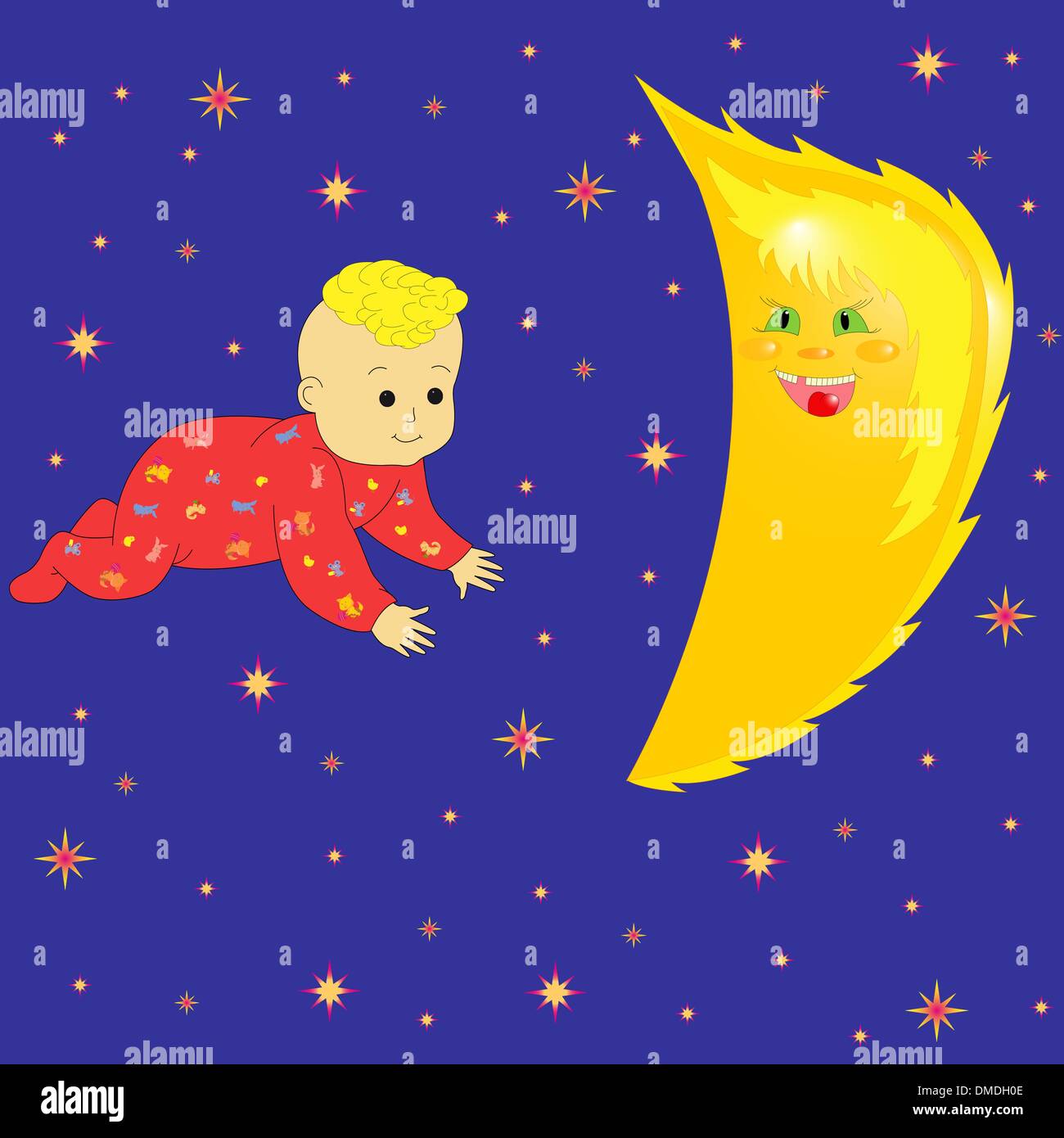 Moon And Baby Dreaming Stock Vector Image & Art - Alamy