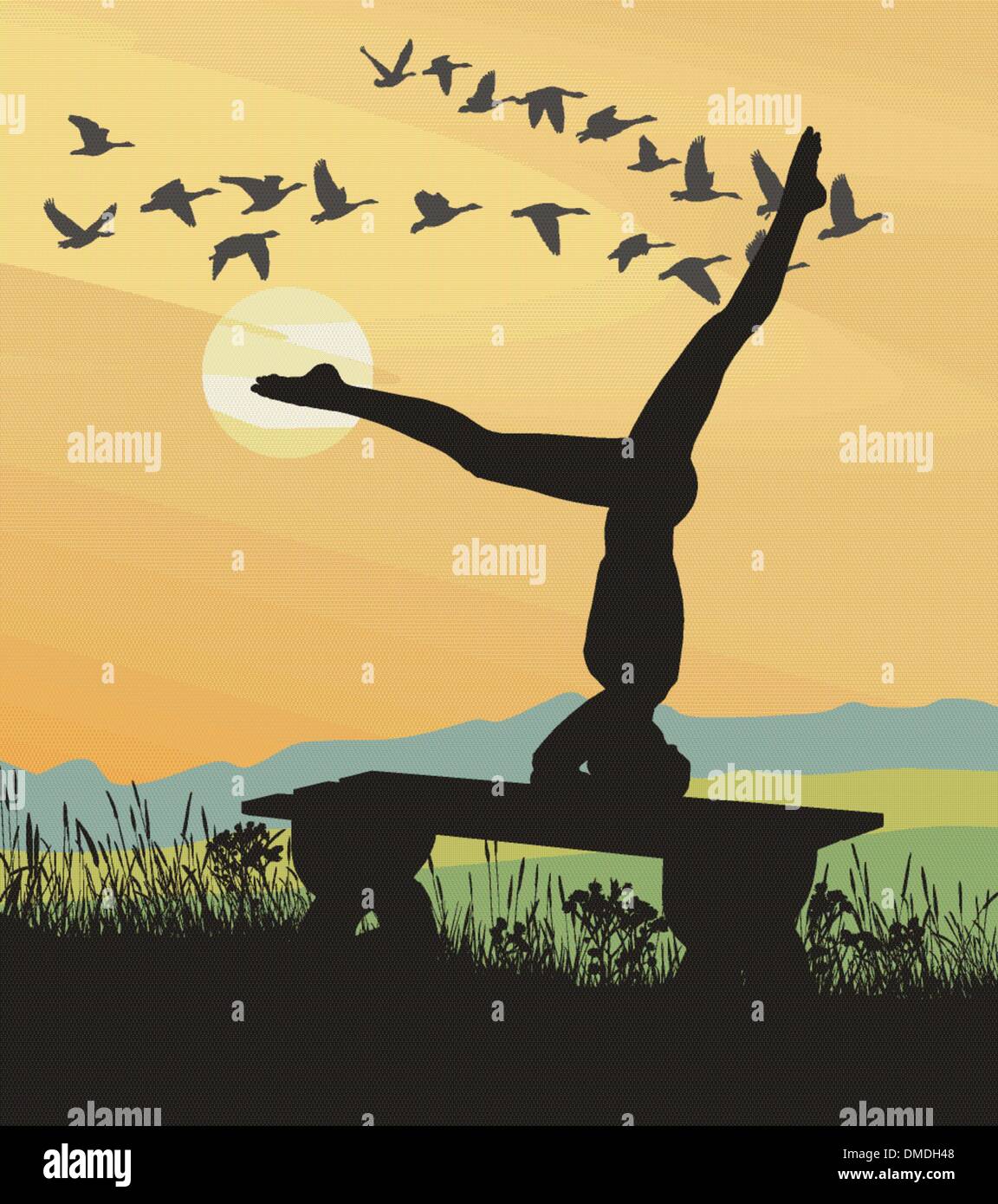 Bench in landscape Stock Vector Images - Alamy