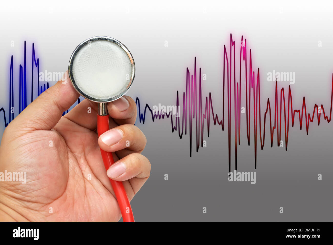 Stethoscope in hand with heart beats cardiogram Stock Photo - Alamy