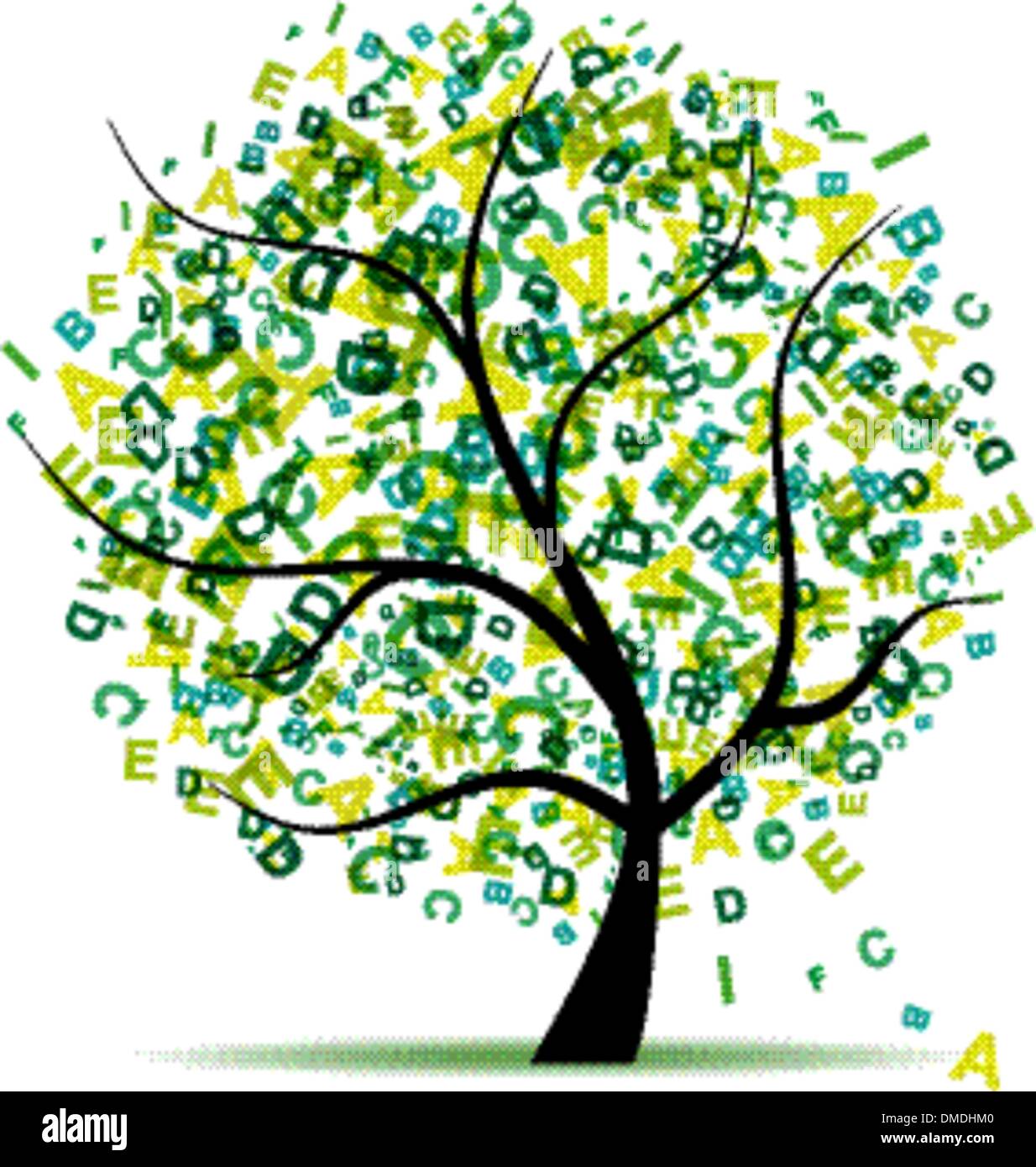 Art tree with letters green for your design Stock Vector Image & Art ...
