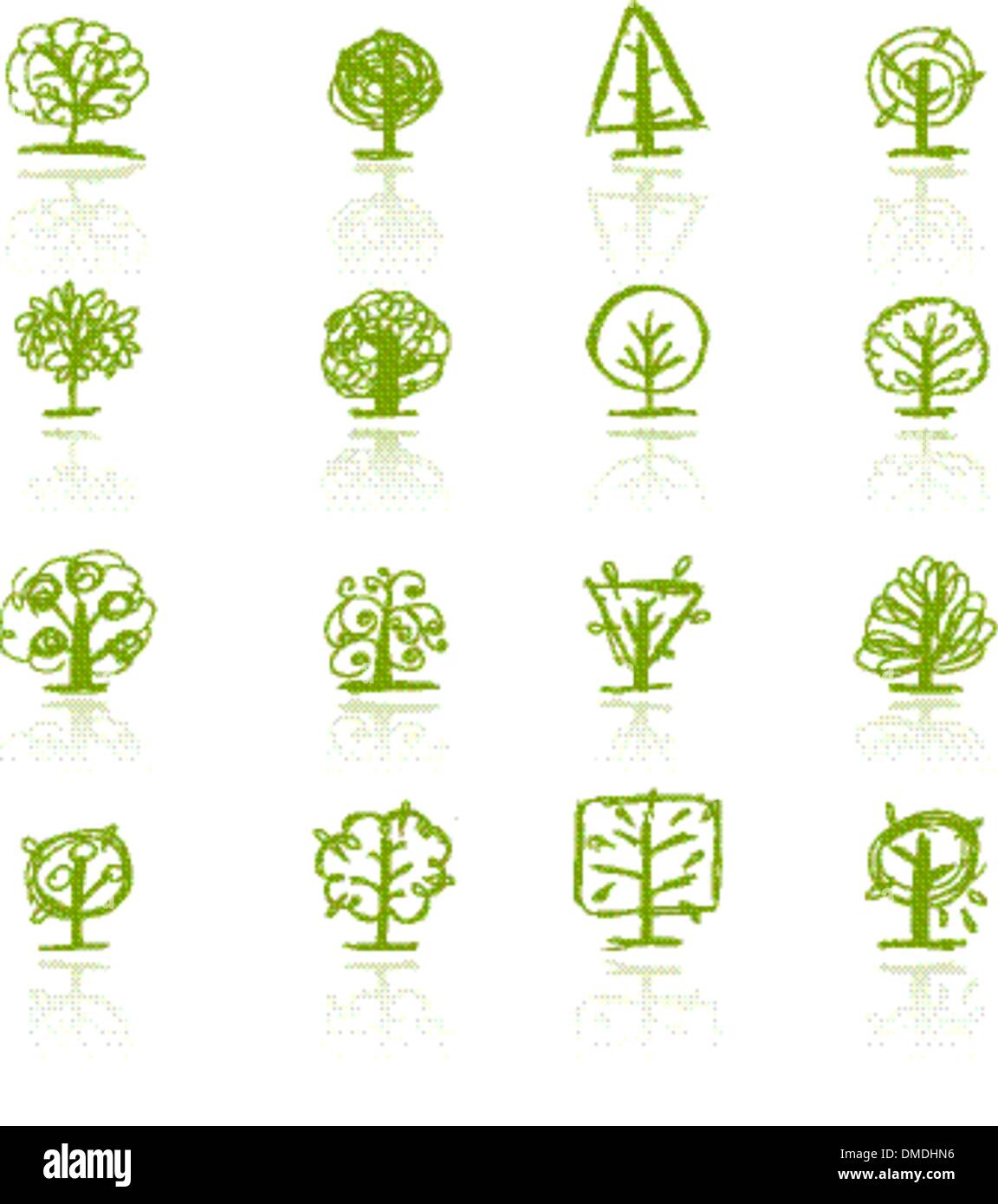 Vector sketch forest plants hi-res stock photography and images - Alamy