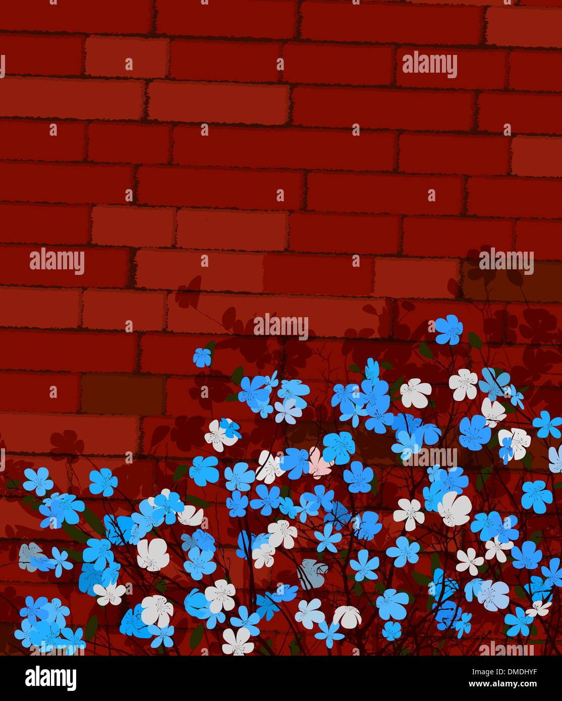 White blue wall flowers Stock Vector Images - Alamy