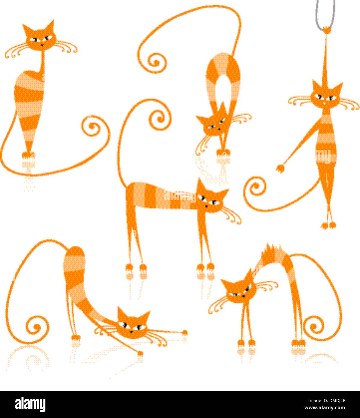 Graceful orange striped cats for your design Stock Vector Image & Art ...