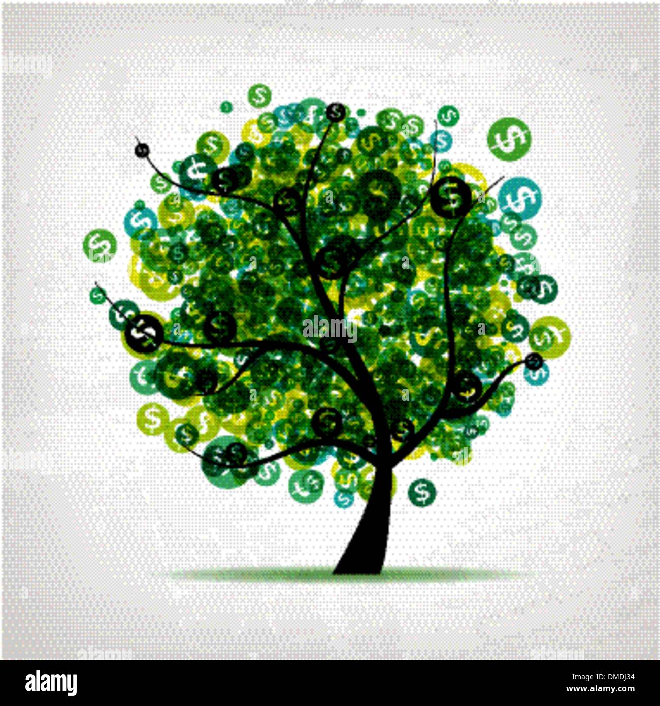 Money tree black background Stock Vector Images - Alamy