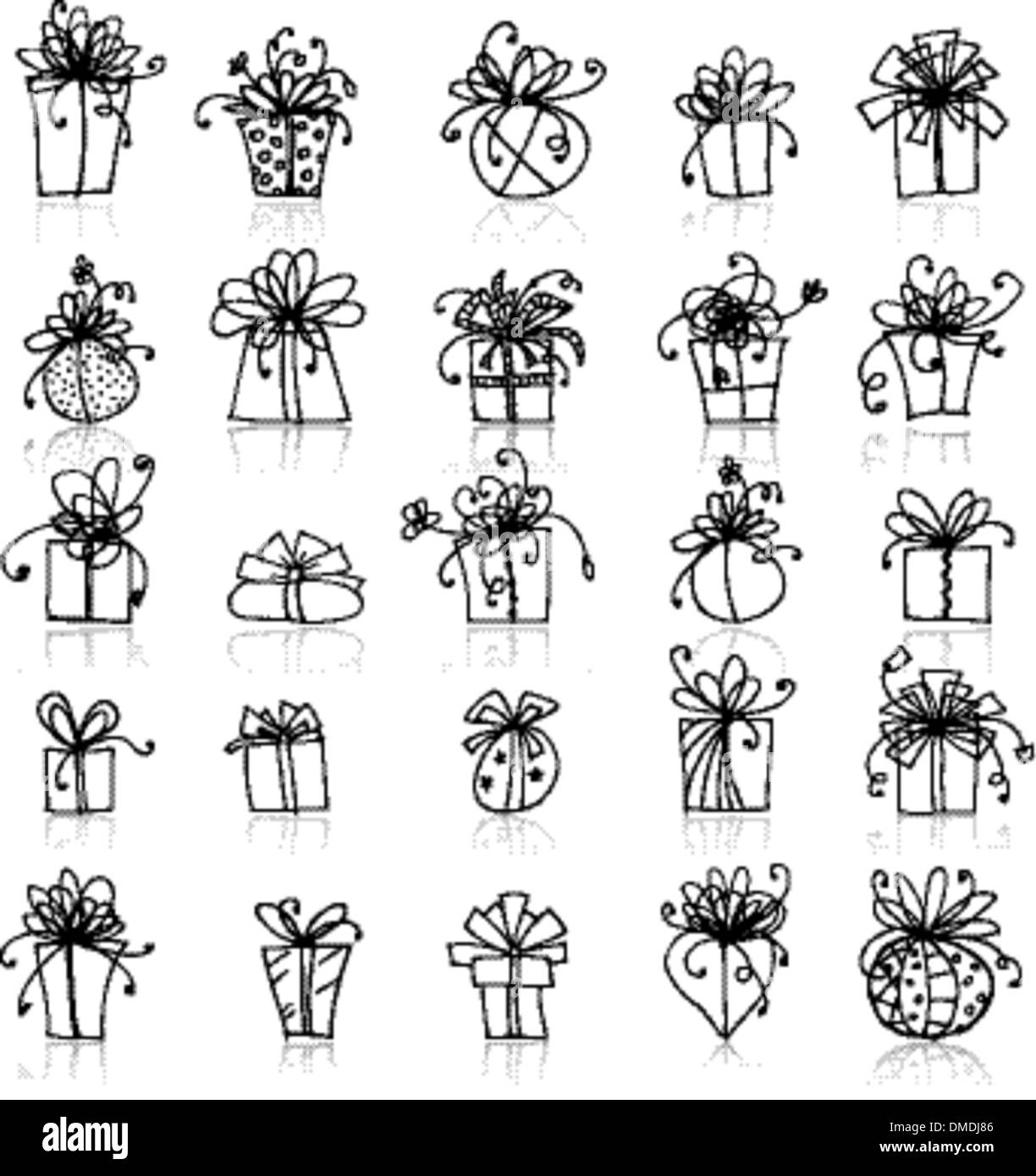 Gift box set sketch Black and White Stock Photos & Images - Alamy