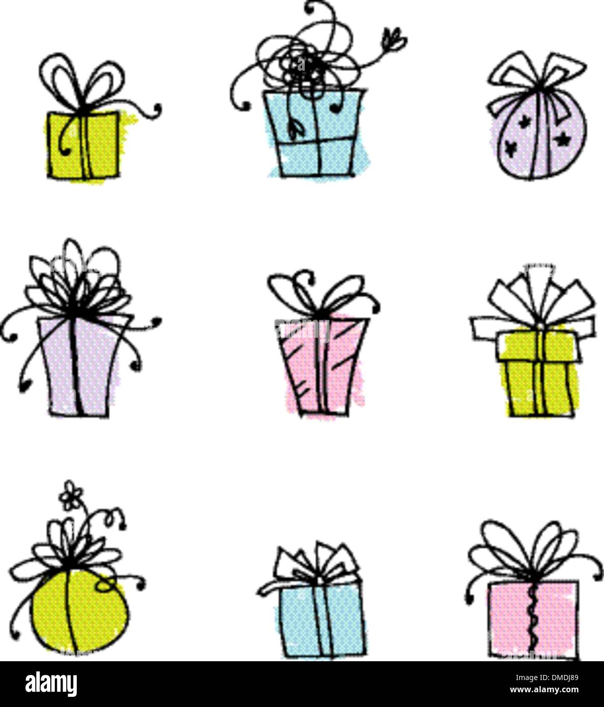 Pink gift box black Stock Vector Images - Alamy