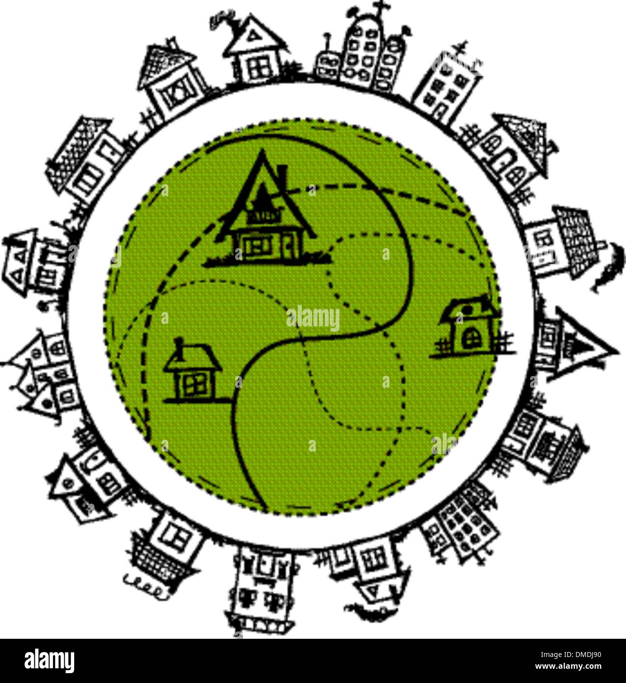 Happy village, frame with houses for your design Stock Vector Image ...