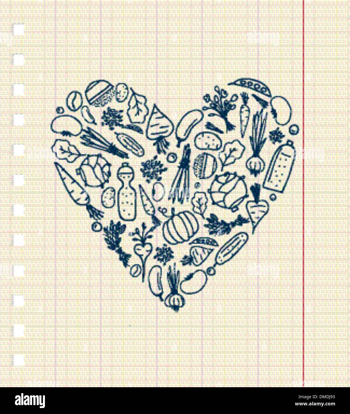 Healthy life - heart shape with vegetables for your design Stock Vector ...