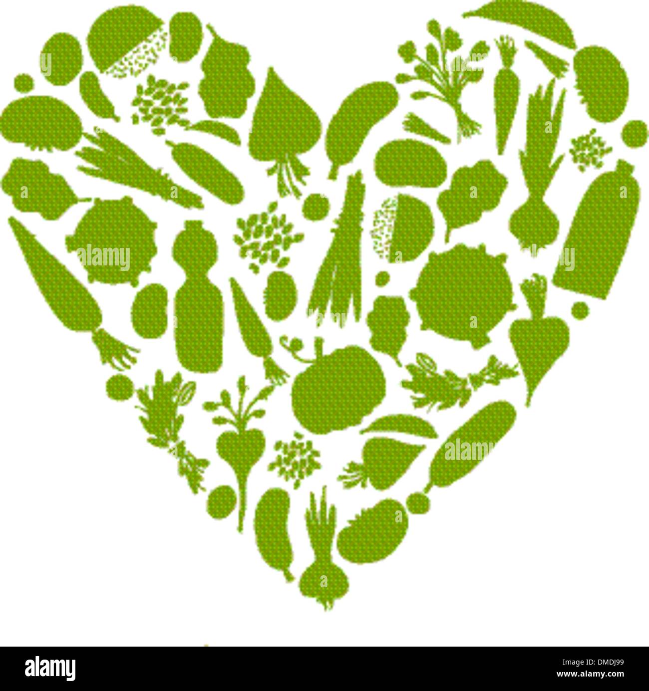 Healthy life - heart shape with vegetables for your design Stock Vector ...