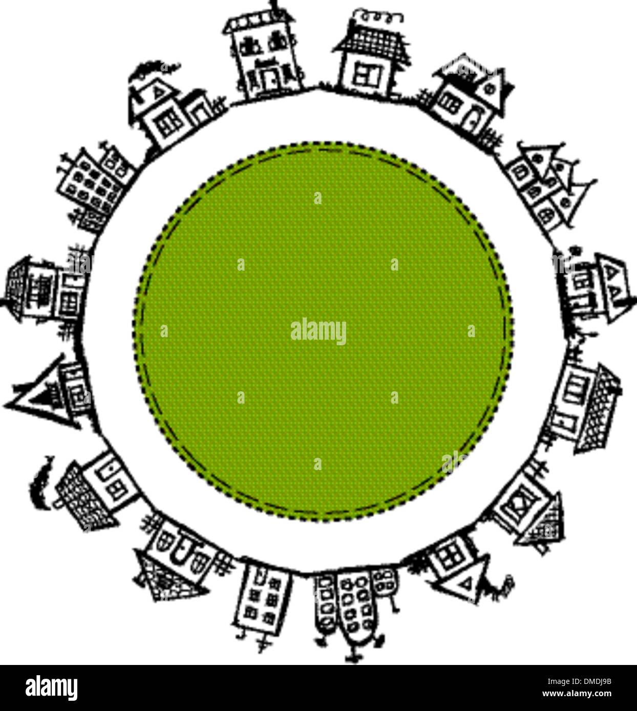 Happy village, frame with houses for your design Stock Vector Image ...