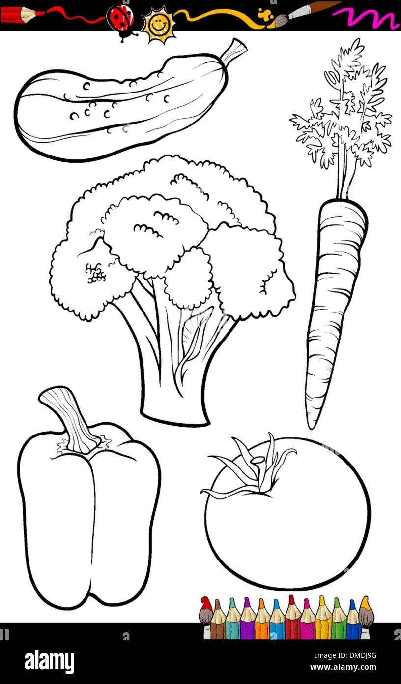 Cartoon Vegetable Coloring Book