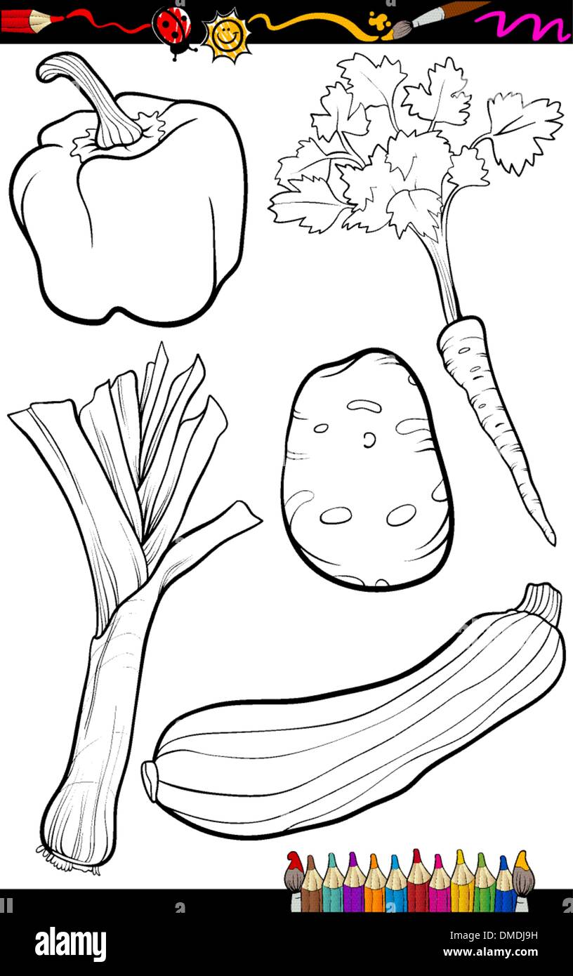 cartoon vegetables set for coloring book Stock Vector Image & Art - Alamy