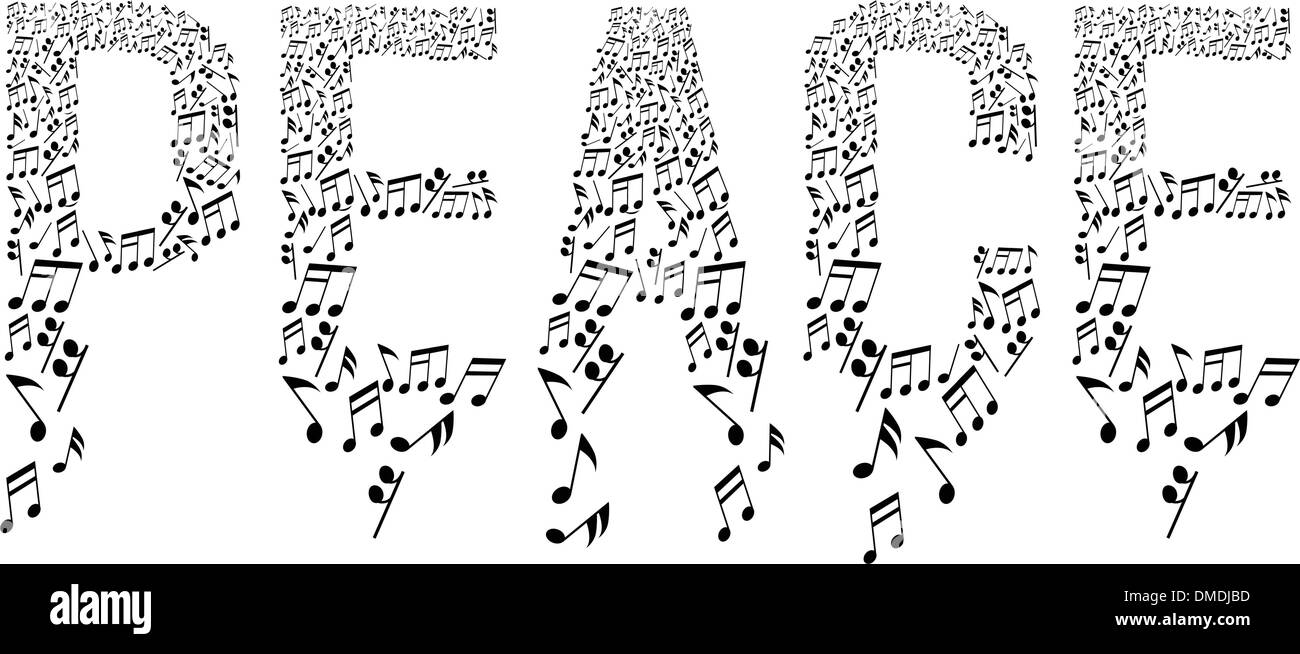 peace typography with musical notes pattern Stock Vector Image & Art ...