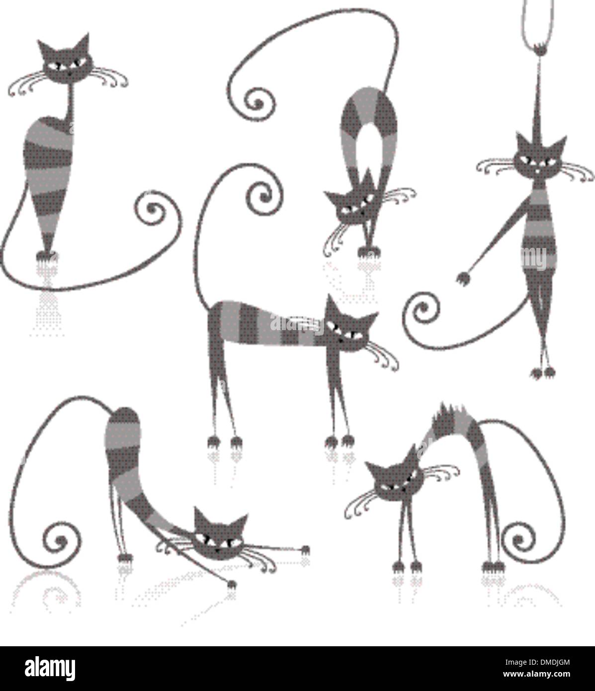Graceful grey striped cats for your design Stock Vector Image & Art - Alamy