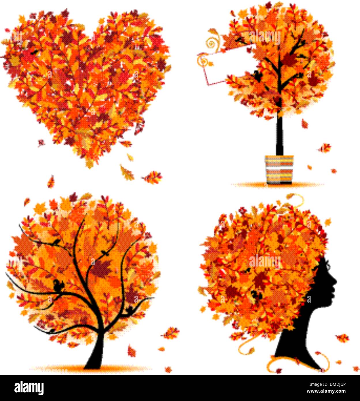Autumn style - tree, frames, heart for your design Stock Vector Image ...